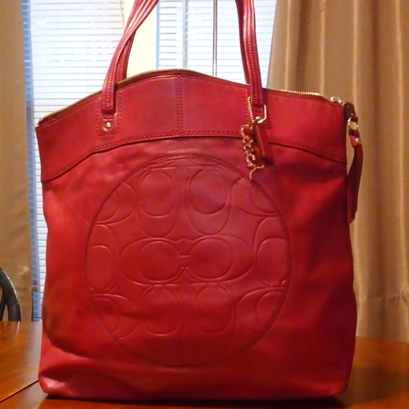 Coach | Bags | Coach Laura Pomegranate Leather Tote Bag Women | Poshmark